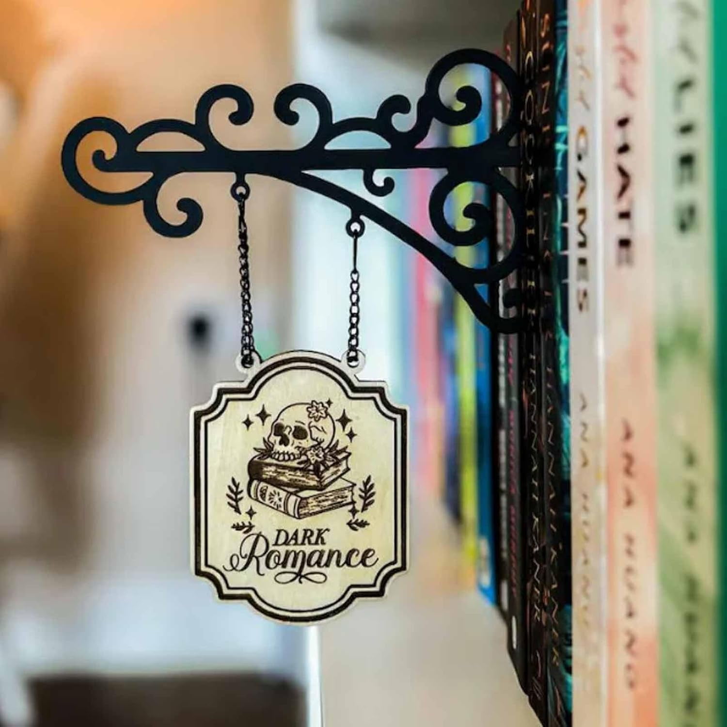 Book Nook Tavern Signs, Genre Shelf Labels with Hanging Brackets ...