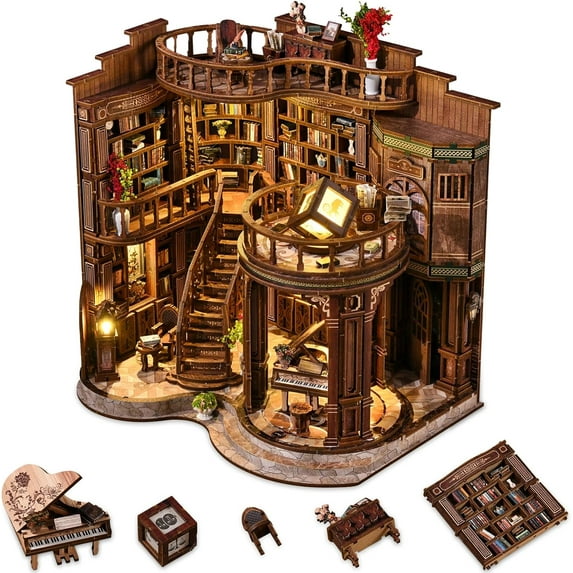Book Nooks for Adults | DIY 3D Wooden Miniature Dollhouse Kit with LED ...