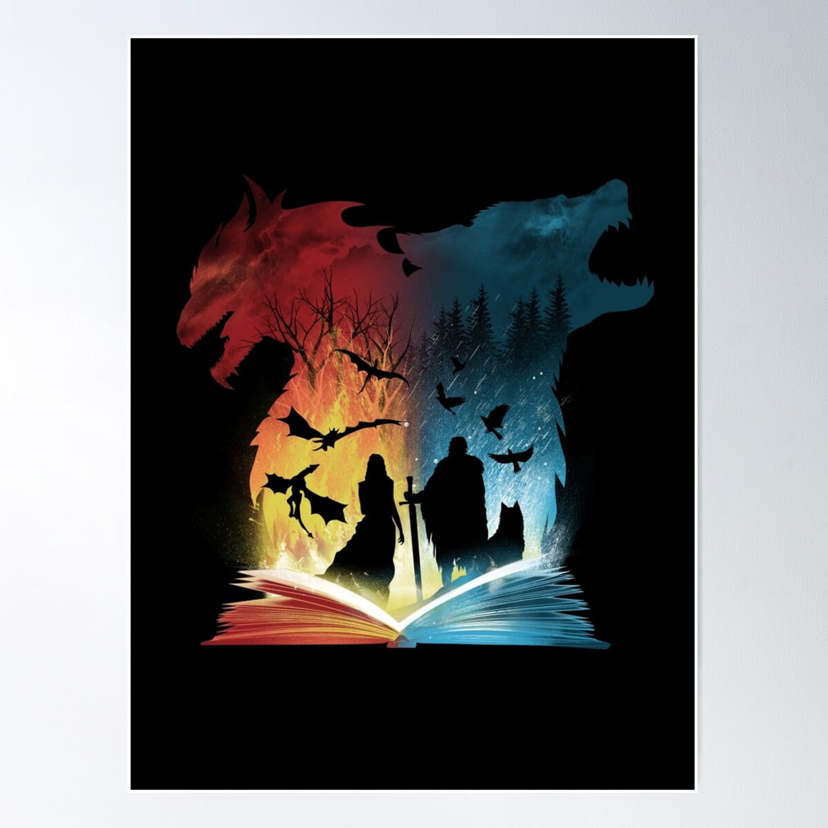 Book Of Fire And Ice Poster Wall Art, Modern Wall Decor For Living Room ...