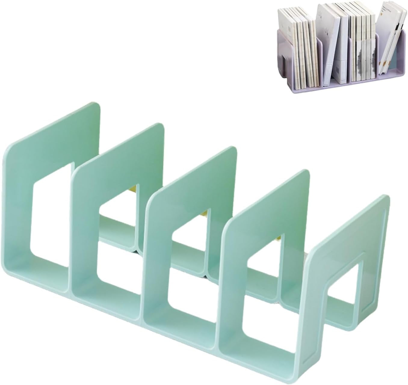 Book Organizer with 4 Compartments, Desktop Acrylic File Organizer, 4 ...