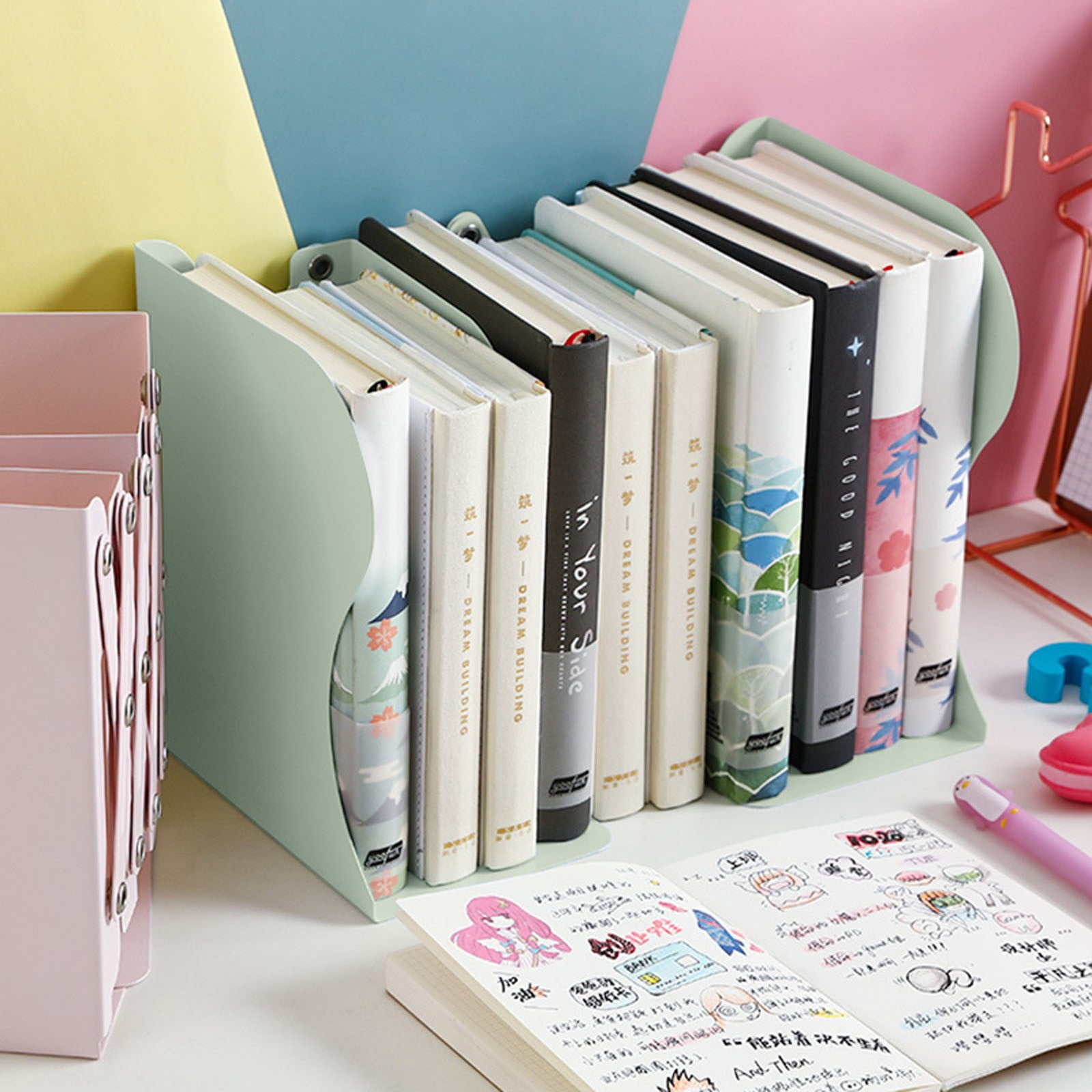 Book Organizer Fieroe, 1 Bookshelf, Adjustable Bookends Book Ends for ...