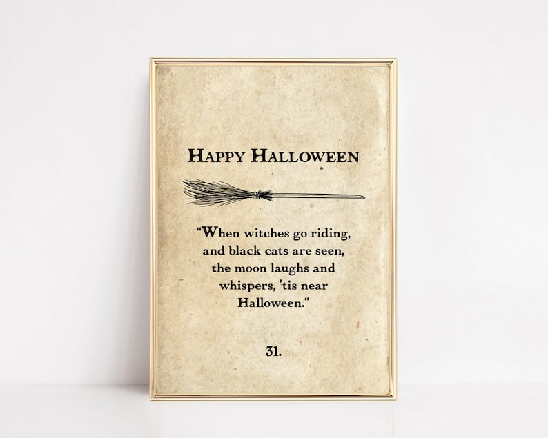 Book Page Decor | Vintage Halloween Art | When Witches Go Riding Poster ...