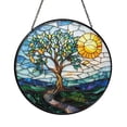Book Pathway Tree Stained Glass Suncatcher, Round Window Hanging with ...