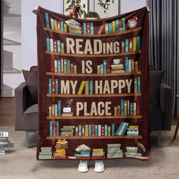 Book Pattern Blanket, 1 Count Soft Throw Blanket, Air-conditioned Room ...