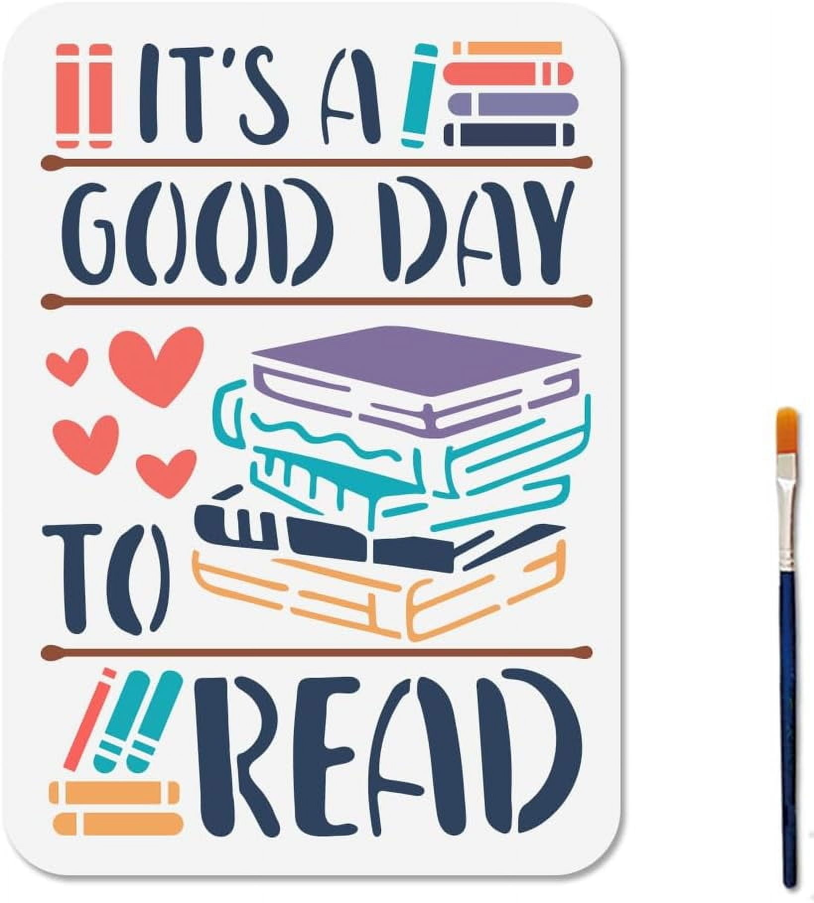 Book Pencil Stencil Reading Books Template 11.7x8.3inch It's A Good Day ...
