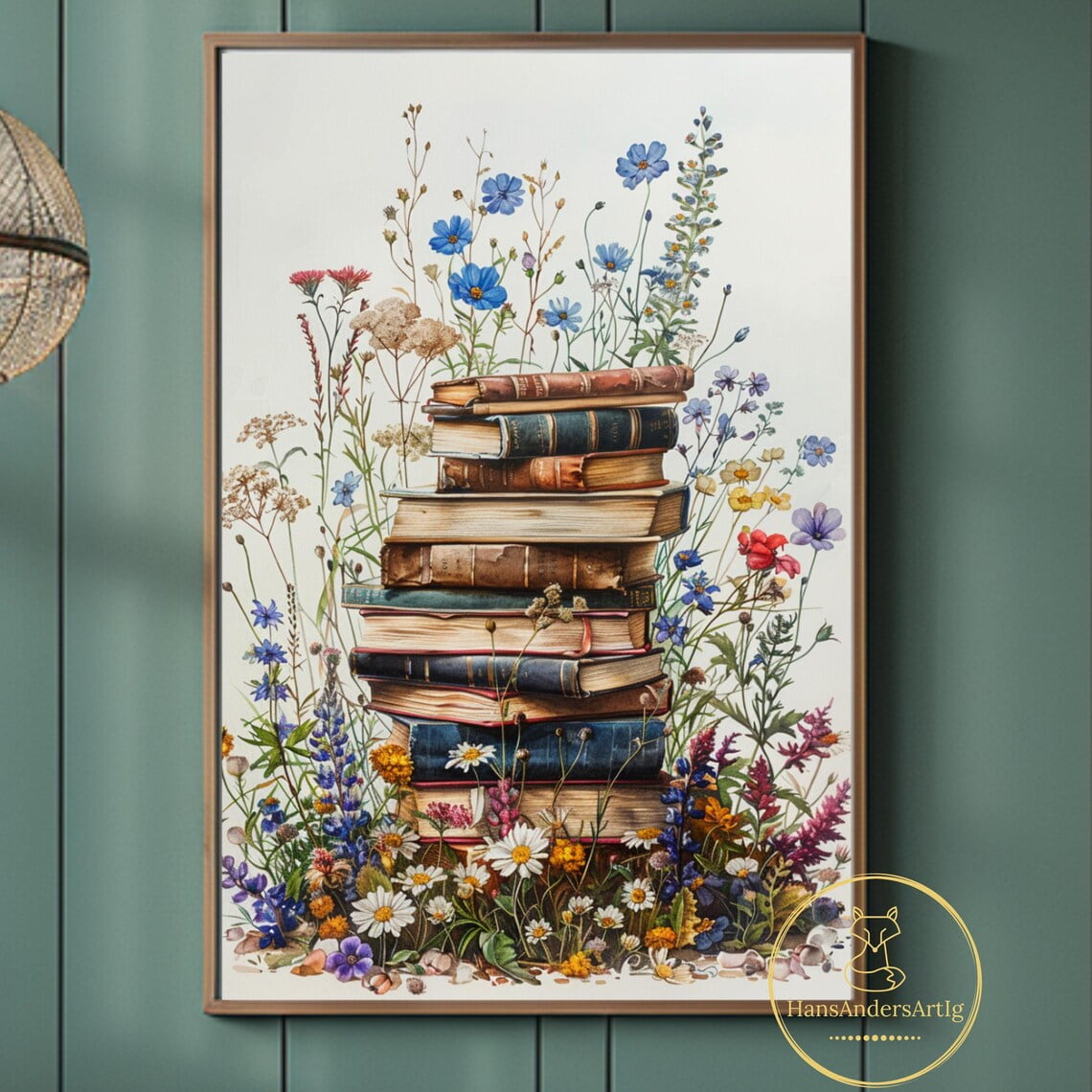 Book Poster Floral Library Decor Print For Book Lover Gift Librarian ...