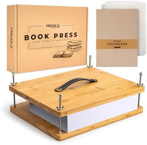 Book Press – 14.6" x 11.6" Wooden Bookbinding Press with Leather Handle ...