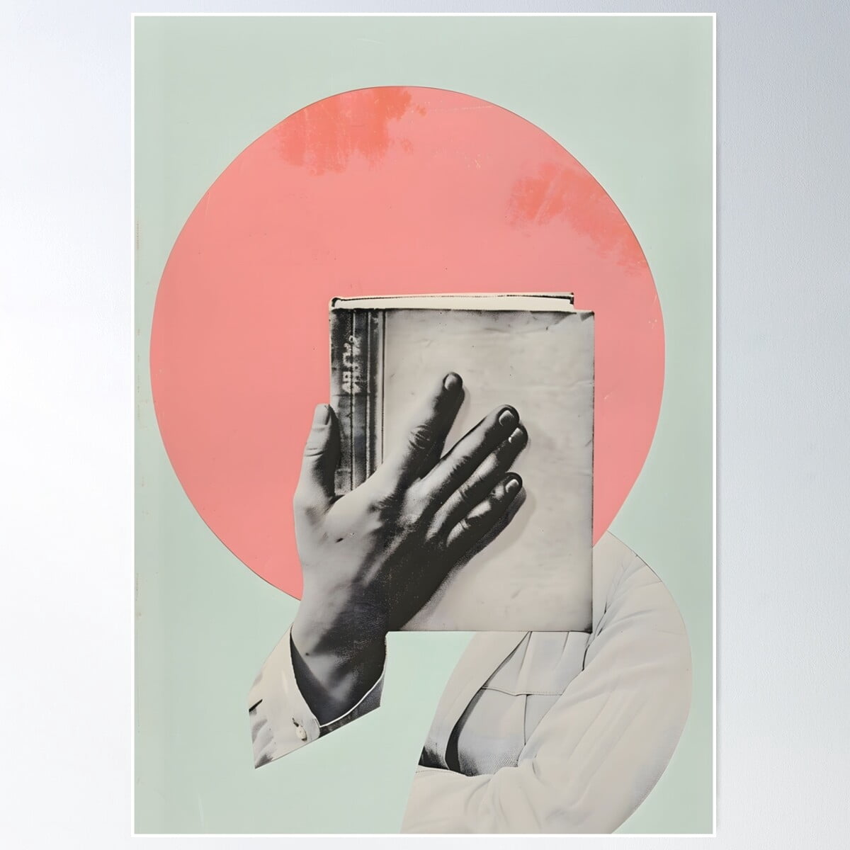 Book Reader Abstract Collage Art Poster Wall Art, Modern Wall Decor For ...