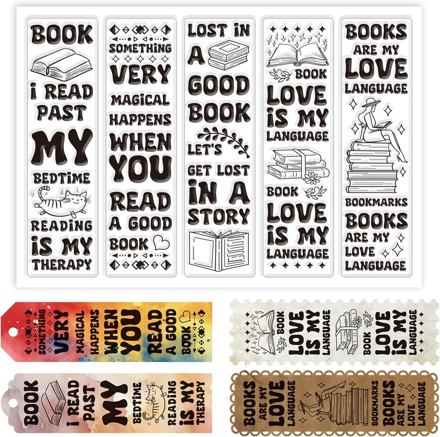 Book Reading Bookmark Clear Stamps for DIY Card Making Reading Study ...
