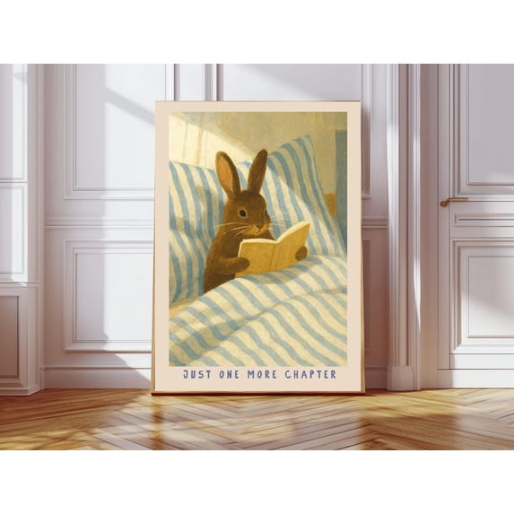 Book Reading Bunny Wall Art Poster – Cozy Contemporary Rabbit Print ...