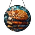 Book Reading Cat Window Suncatcher Decor, Artistic Stained Glass ...
