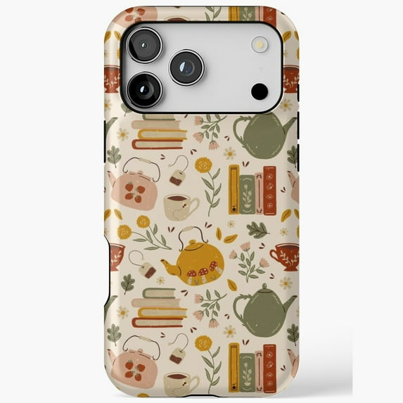 Book Reading Flower Tea Cover for iPhone 11 12 13 14 15 16 17 Pro Max ...