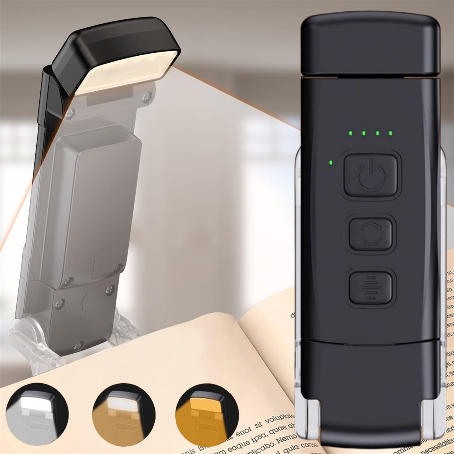 Rechargeable Book Reading Light with Timer, LED Bookmark Lamp, 3 Colors ...