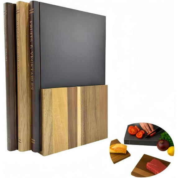 Book-Shaped Cutting Board Set of 3, Wooden Chopping & Serving Boards ...