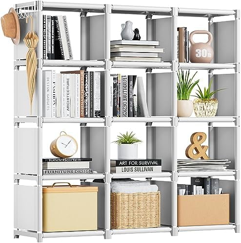 Book Shelf, 12 Cube Storage Organizer, Closet Storage Organizer, White ...
