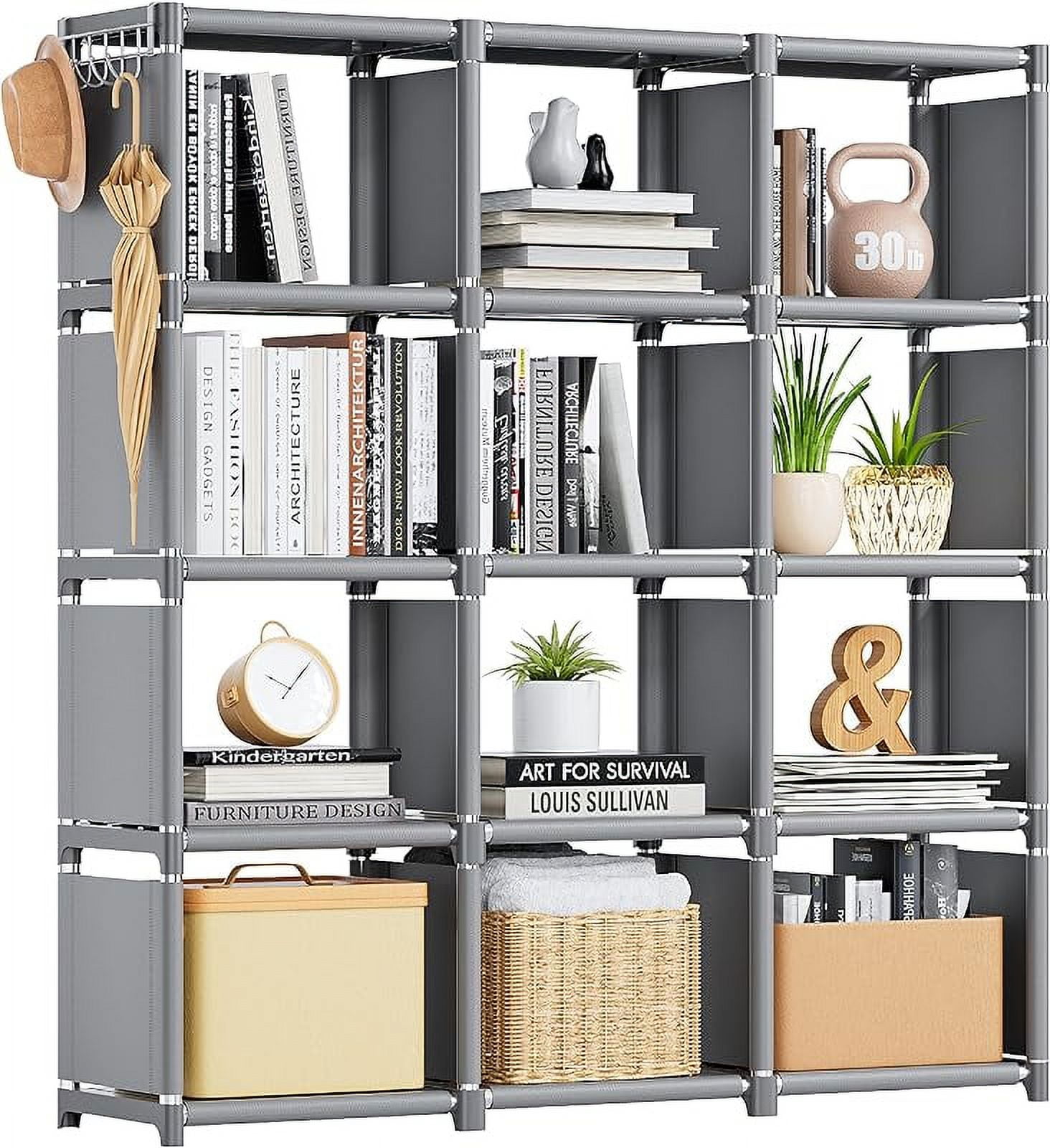 Book Shelf, 12 Cube Storage Organizer, DIY Bookcase, Metal Bookshelf ...