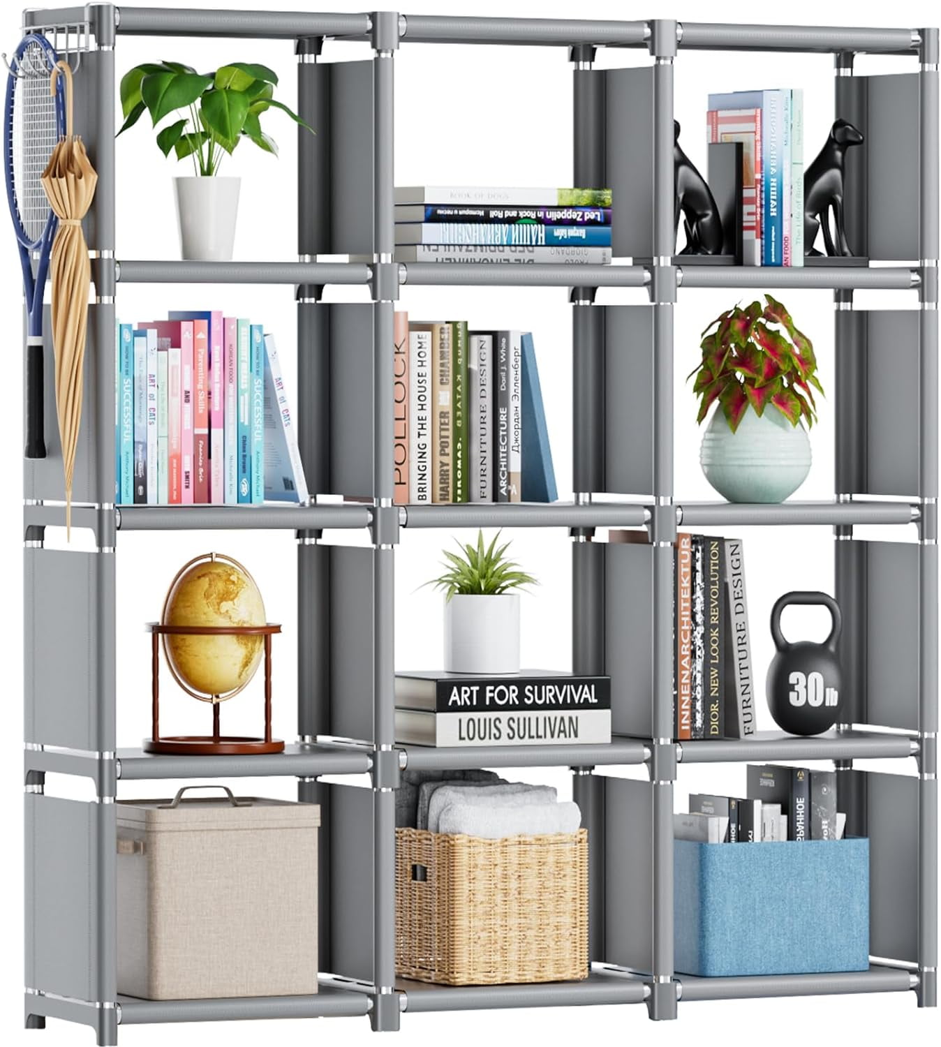 Book Shelf, 12 Cube Storage Organizer, DIY Bookcase, Metal Cube ...