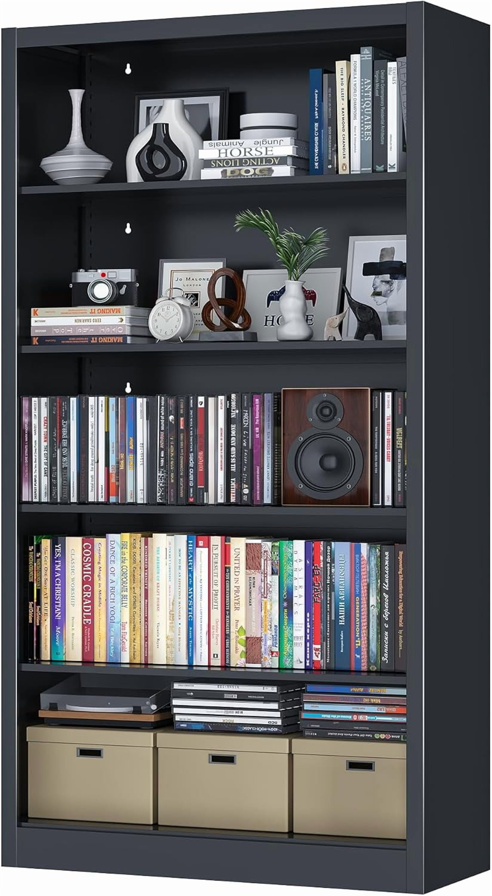 Book Shelf, 14" Deep Bookshelves Cases for Books, Garage Kit, CDs, 66" Tall Bookcase for Home ...