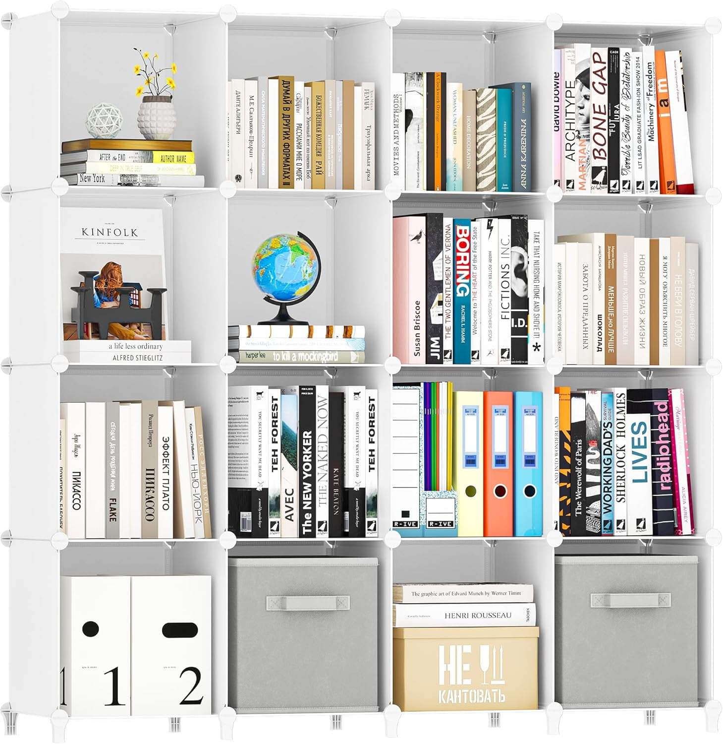 Book Shelf 16 Cubes Bookcase Bookshelf Cube Storage Organizer Portable ...