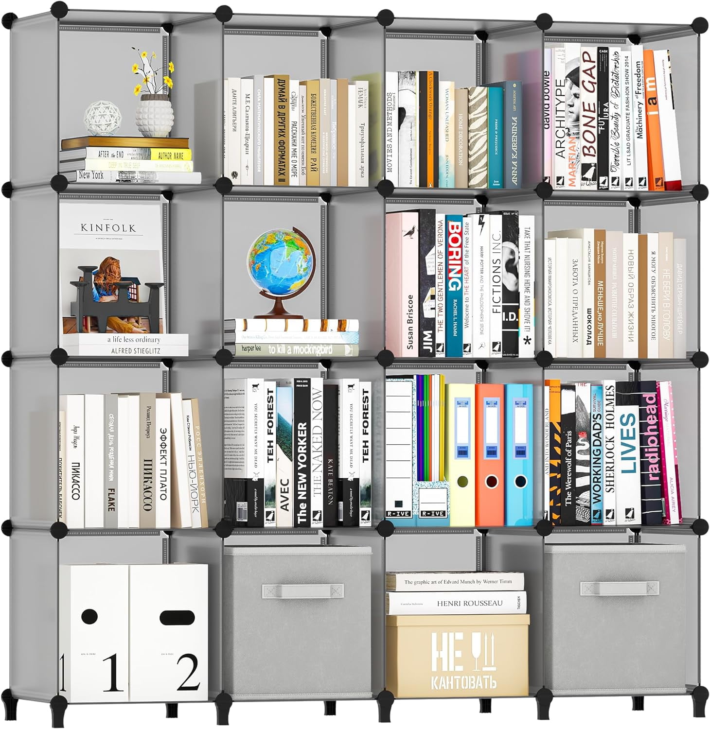 Book Shelf 16 Cubes Bookcase Bookshelf Cube Storage Organizer Portable ...