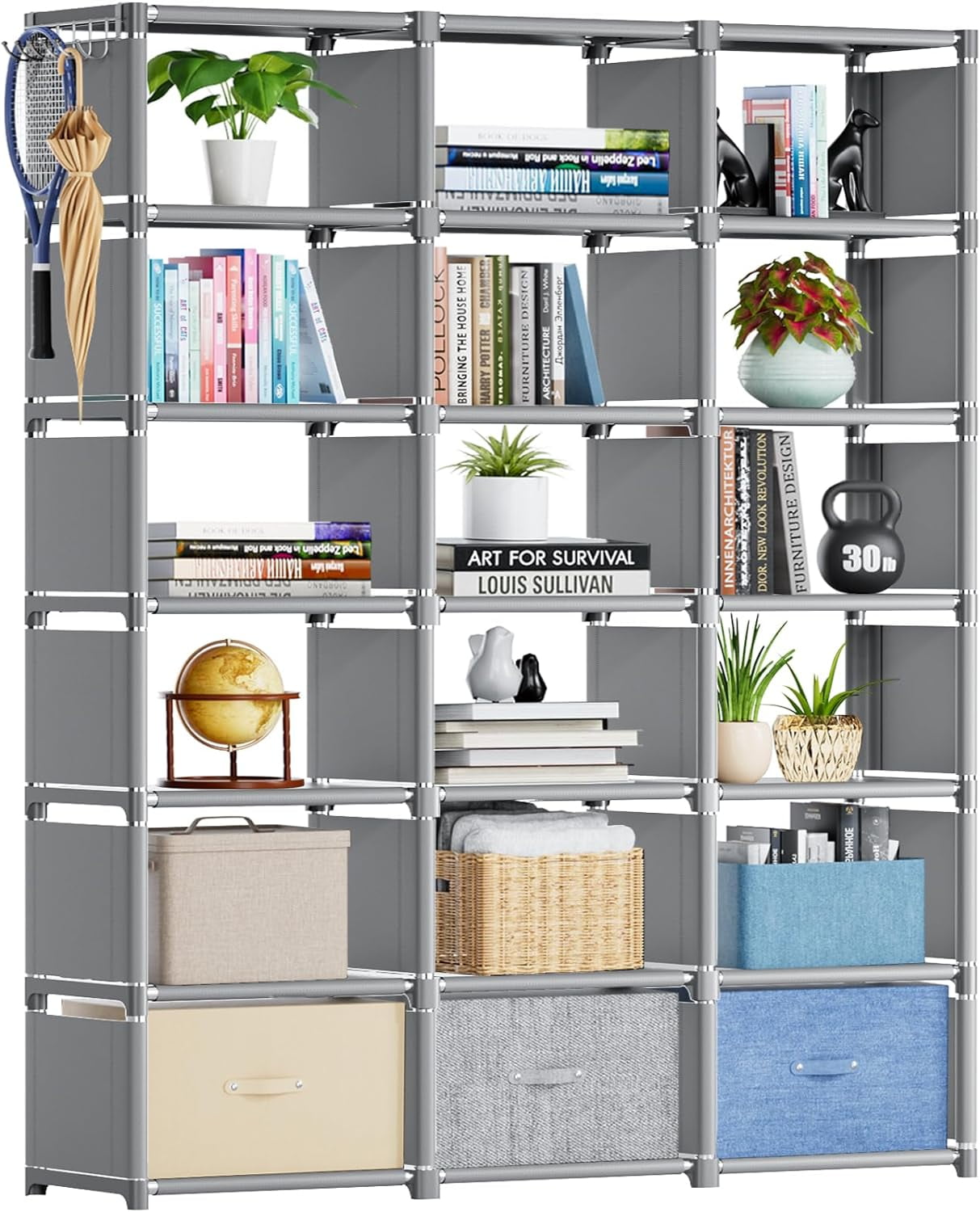 Book Shelf, 18 Cube Storage Organizer, DIY Bookcase, Metal Cube ...