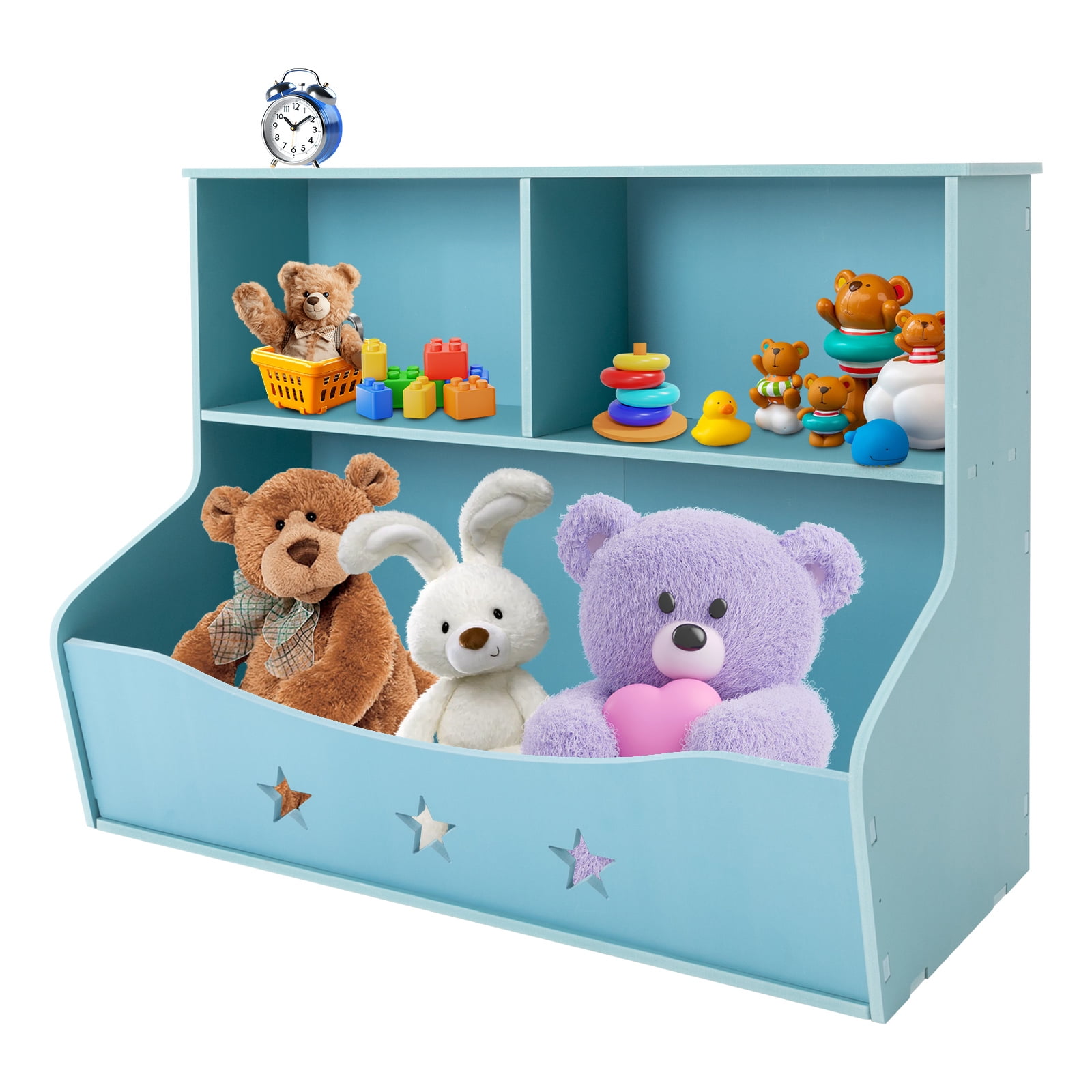 Book Shelf with 2 Vertical Compartments and Large Bottom Bin, PVC Board ...