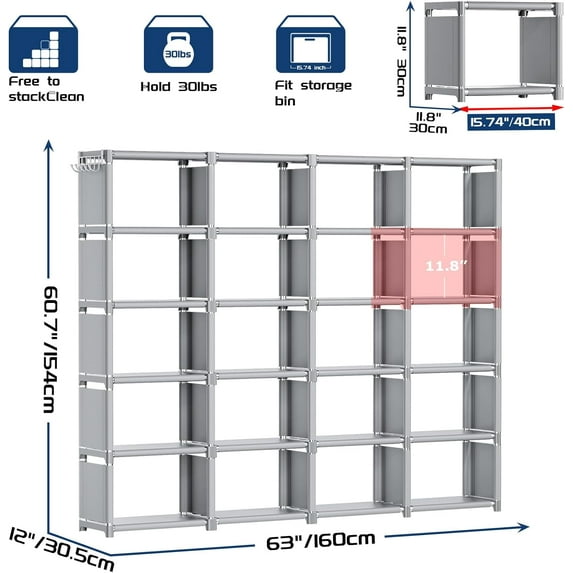 Book Shelf, 20 Cube Storage Organizer, Bookcase, Metal Cube Bookshelf ...
