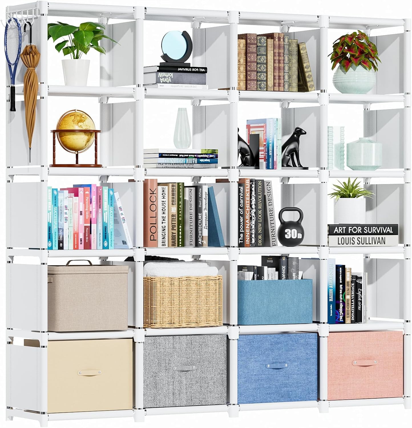 Book Shelf, 20 Cube Storage Organizer, DIY Bookcase, Metal Cube ...
