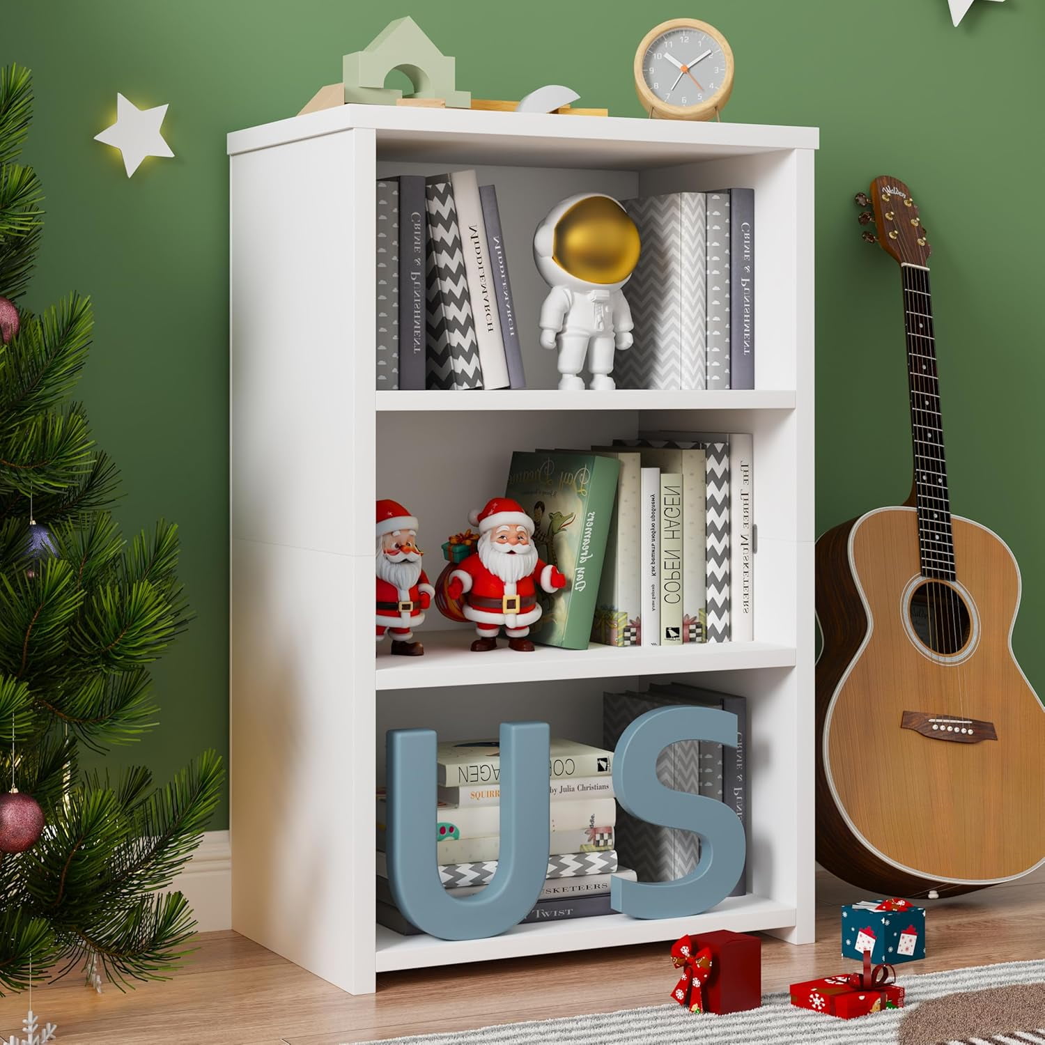 Book Shelf, 3 Cubes Storage Organizer, 3-Tier Open Shelf Wooden ...