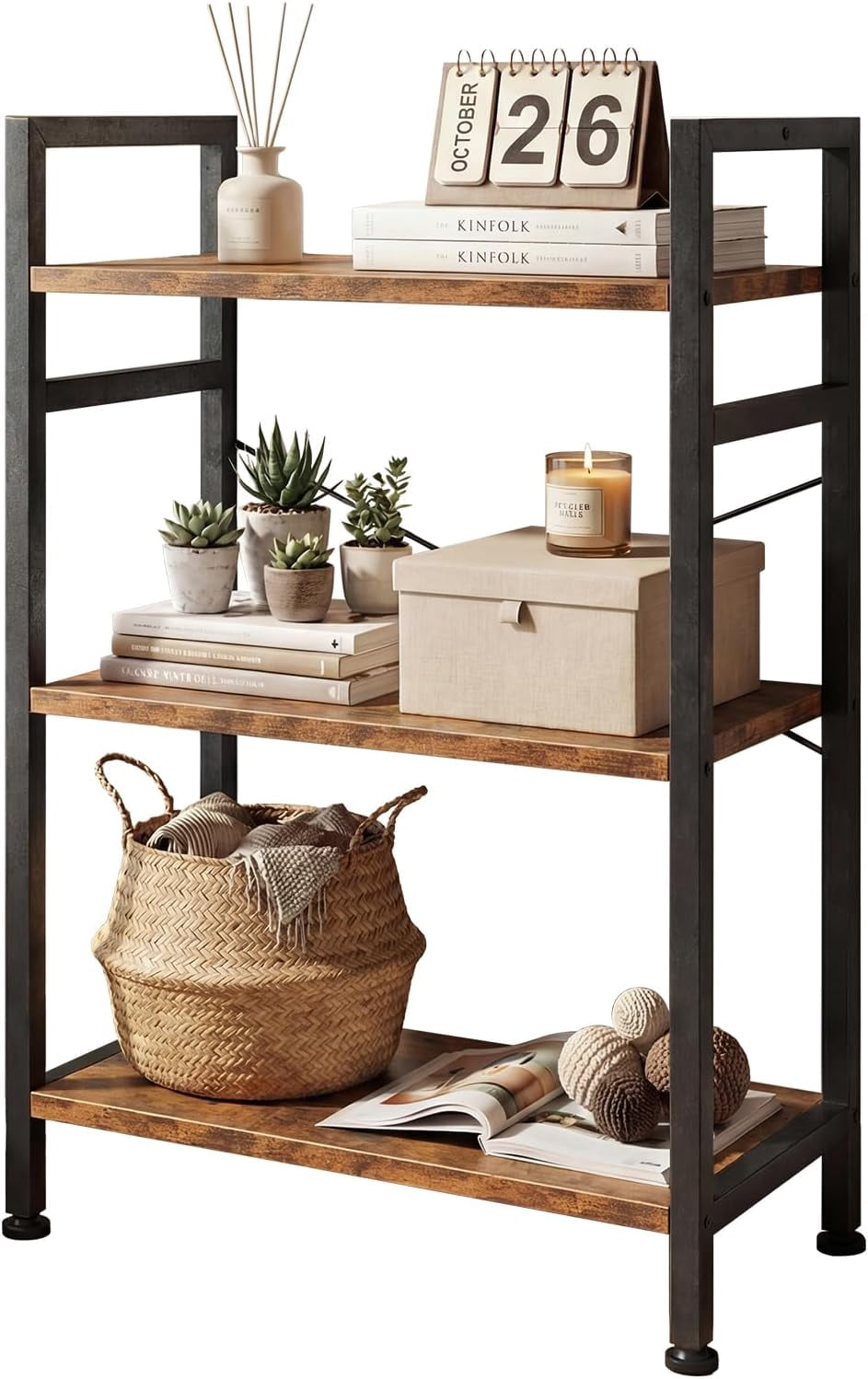 Book Shelf, 3 Tier Bookcase, Modern Tall Bookshelf for Garage Kit, CDs ...