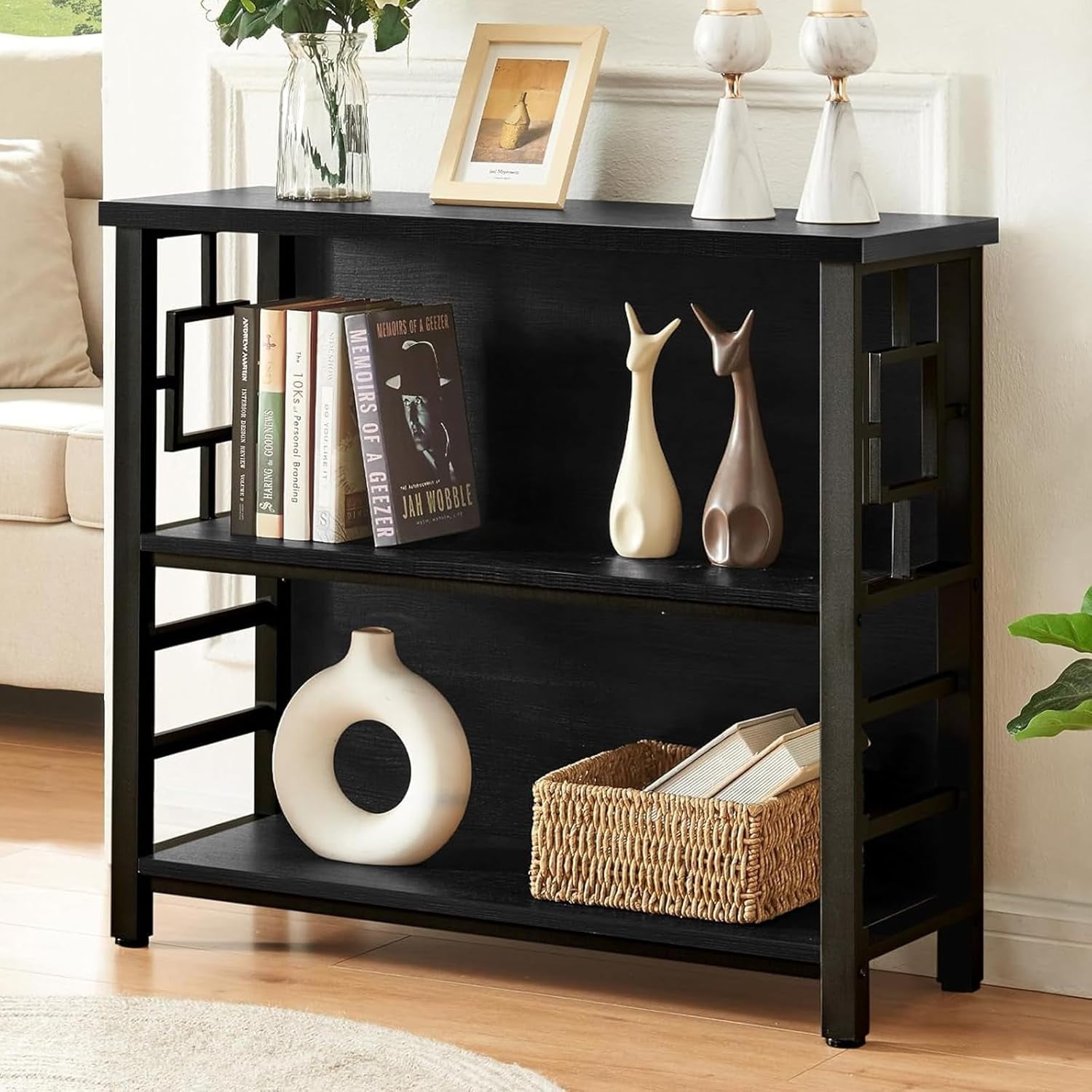 Book Shelf, 3 Tier Deep Bookshelf with Storage, Engineered Wood and ...
