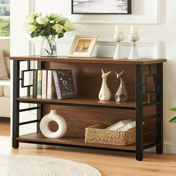 Book Shelf, 3 Tier Long Bookshelf with Storage, Engineered Wood and ...
