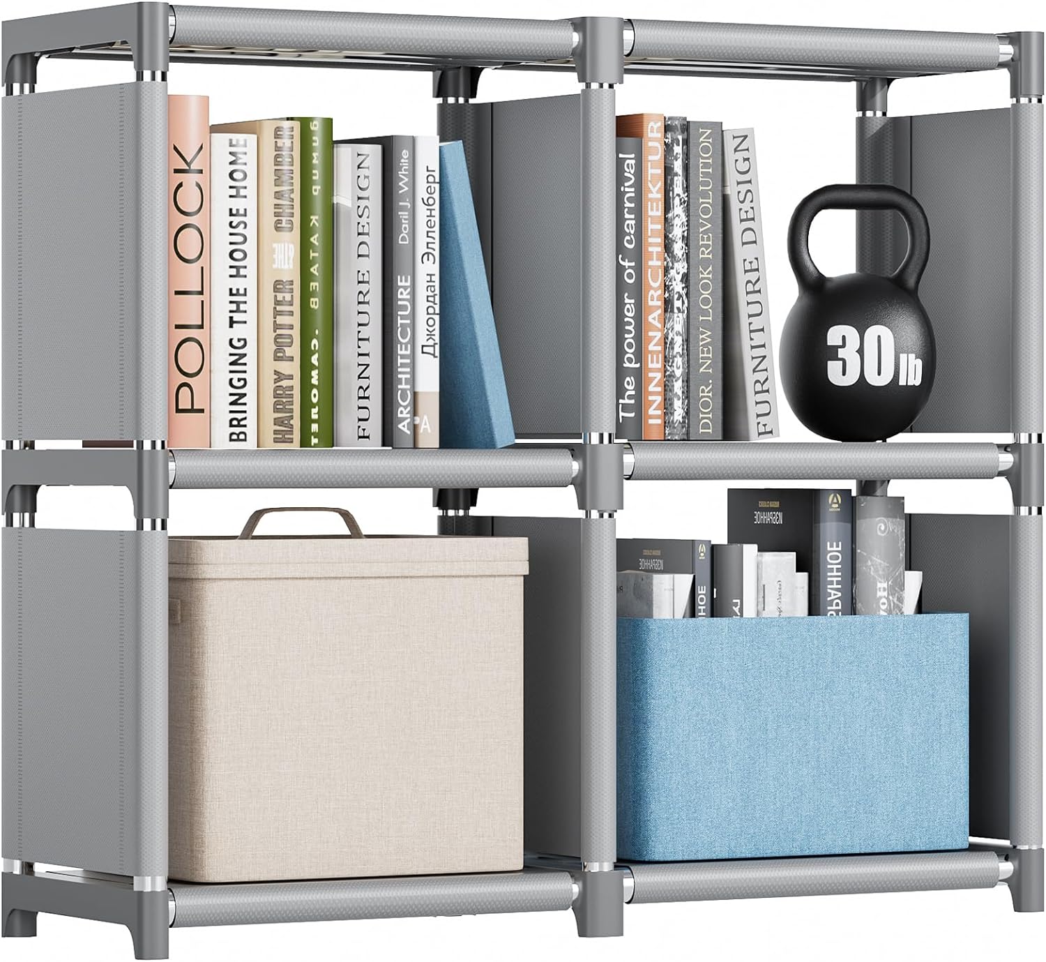 Book Shelf, 4 Cube Storage Organizer, DIY Bookcase, Metal Cube ...