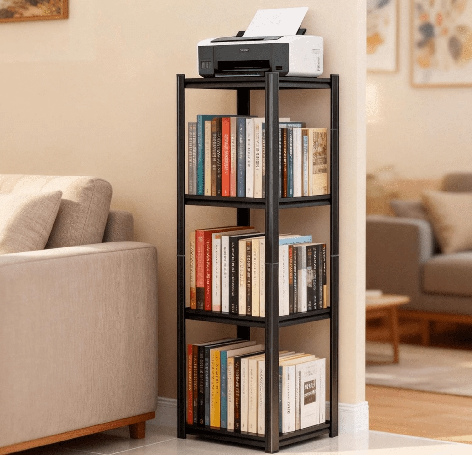 Book Shelf, 4 Tier Metal Wide Bookshelves, Heavy Duty Bookcase ...