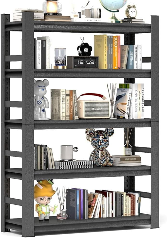 Book Shelf 5-Tier Adjustable Heavy Duty Metal Wide Book Shelves Modern ...