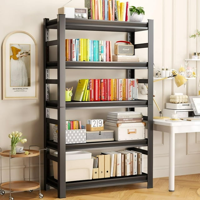 Book Shelf, 5 Tier Metal Wide Book Shelves, Heavy Duty Bookcase ...