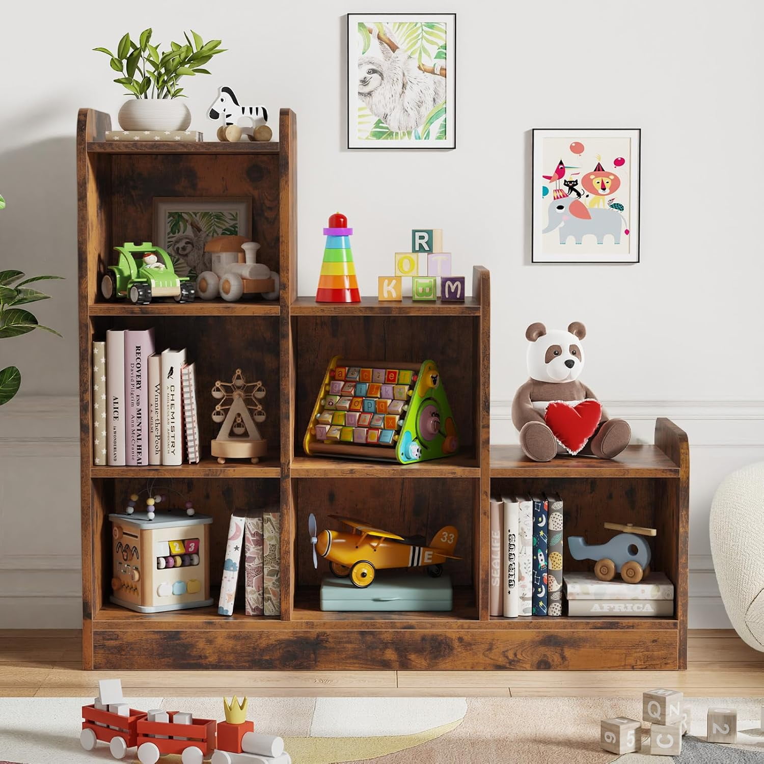 Book Shelf, 6-Cube Toy Organizers and Storage, Small Open Floor ...