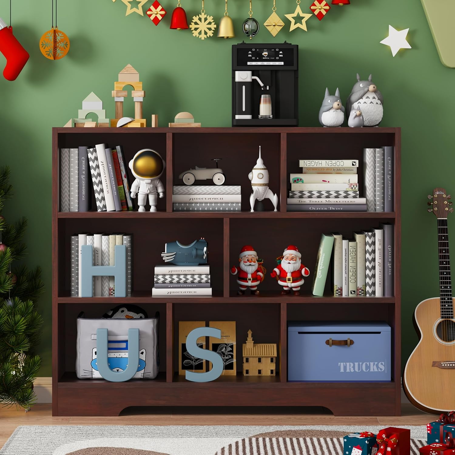 Book Shelf 8 Cubes Storage Organizer 3-Tier Open Shelf Wooden Bookcase ...