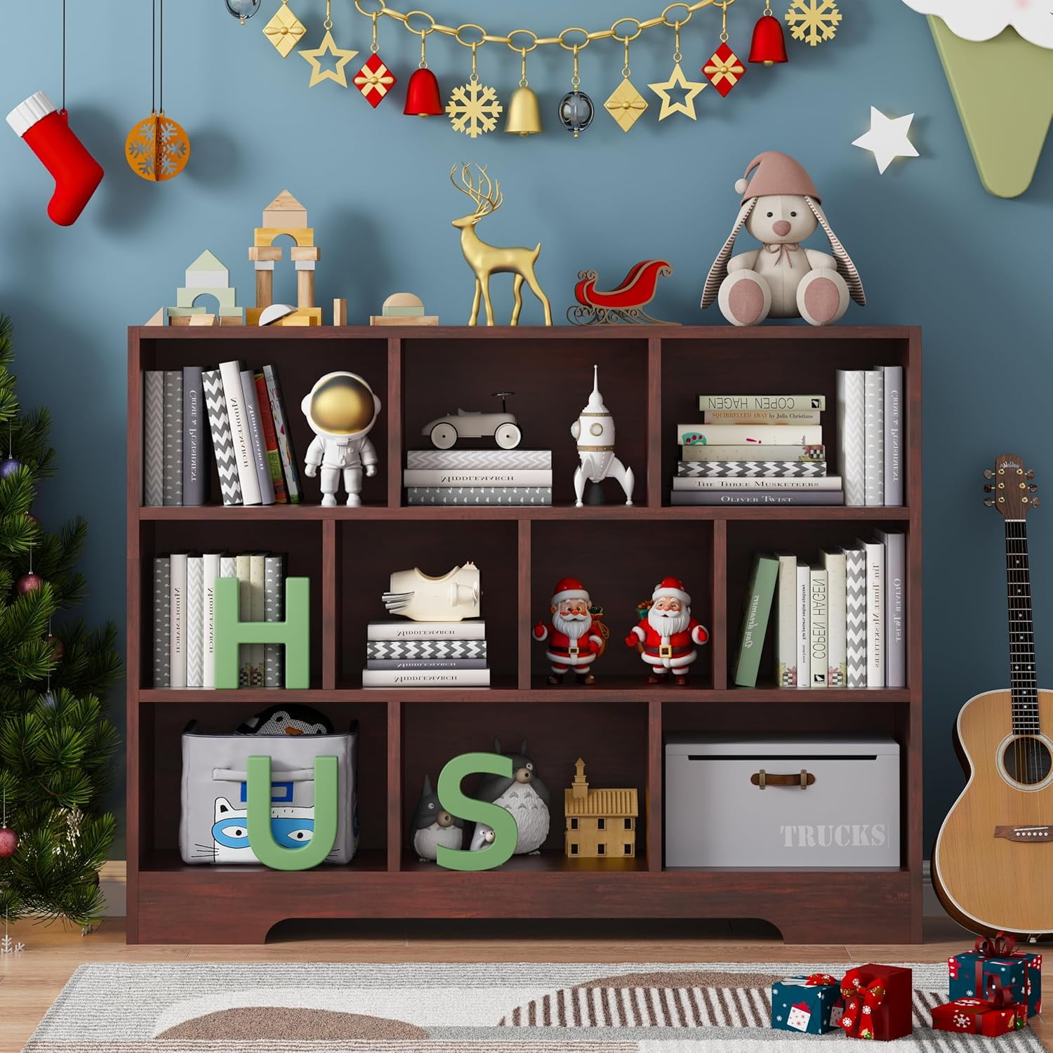 Book Shelf 8 Cubes Storage Organizer 3-Tier Open Shelf Wooden Bookcase ...