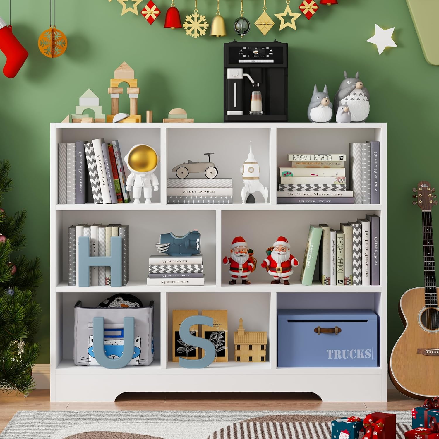 Book Shelf, 8 Cubes Storage Organizer, 3-Tier Open Shelf Wooden ...