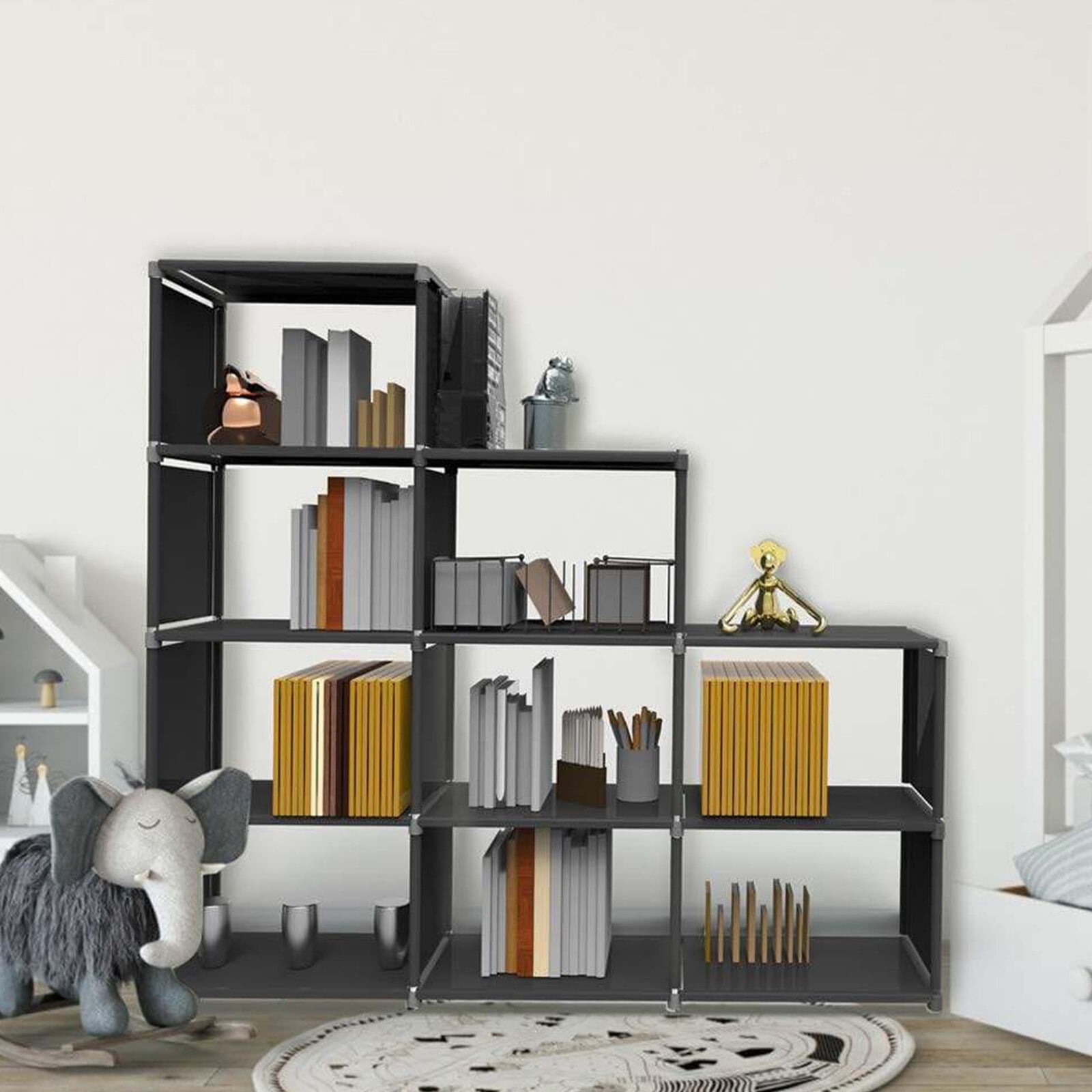 Book Shelf, 9 Cube Storage Organizer, DIY Bookcase, Metal Cube ...