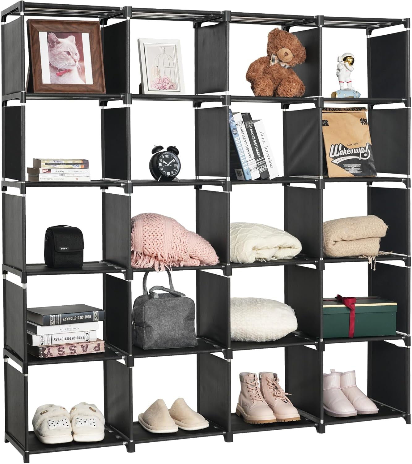 Book Shelf Assembled Storage Rack 6/9/12/15/18/20 Grid DIY Bookcase ...