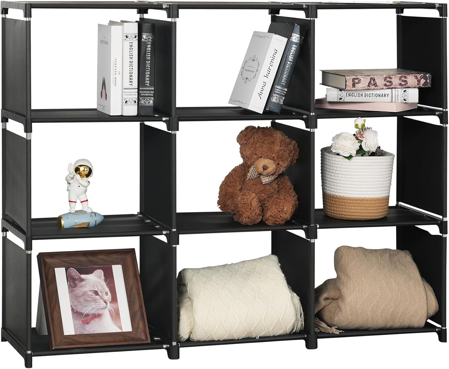 Book Shelf Assembled Storage Rack 6/9/12/15/18/20 Grid DIY Bookcase ...