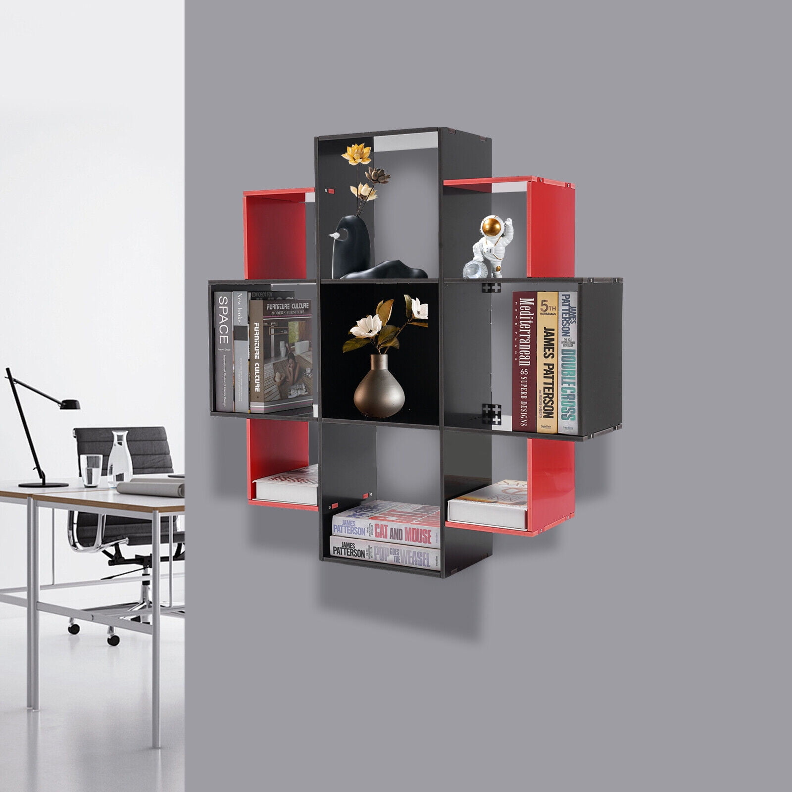 Book Shelf, Bookcase With Three Sizes 9 Compartments For Study, Office ...