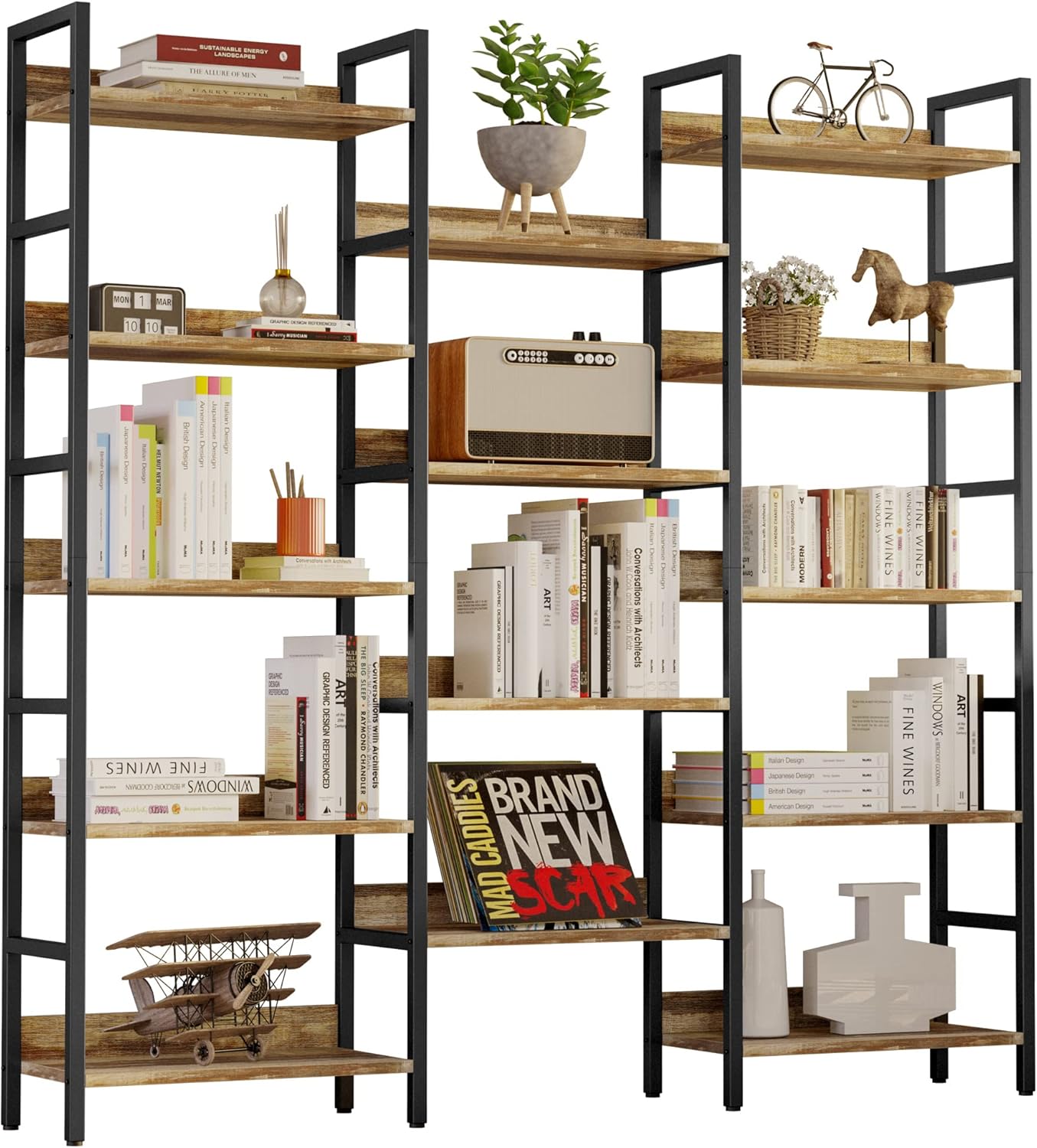 Book Shelf, Bookshelves and Bookcases, 5 Tiers Bookshelf with Baffles ...