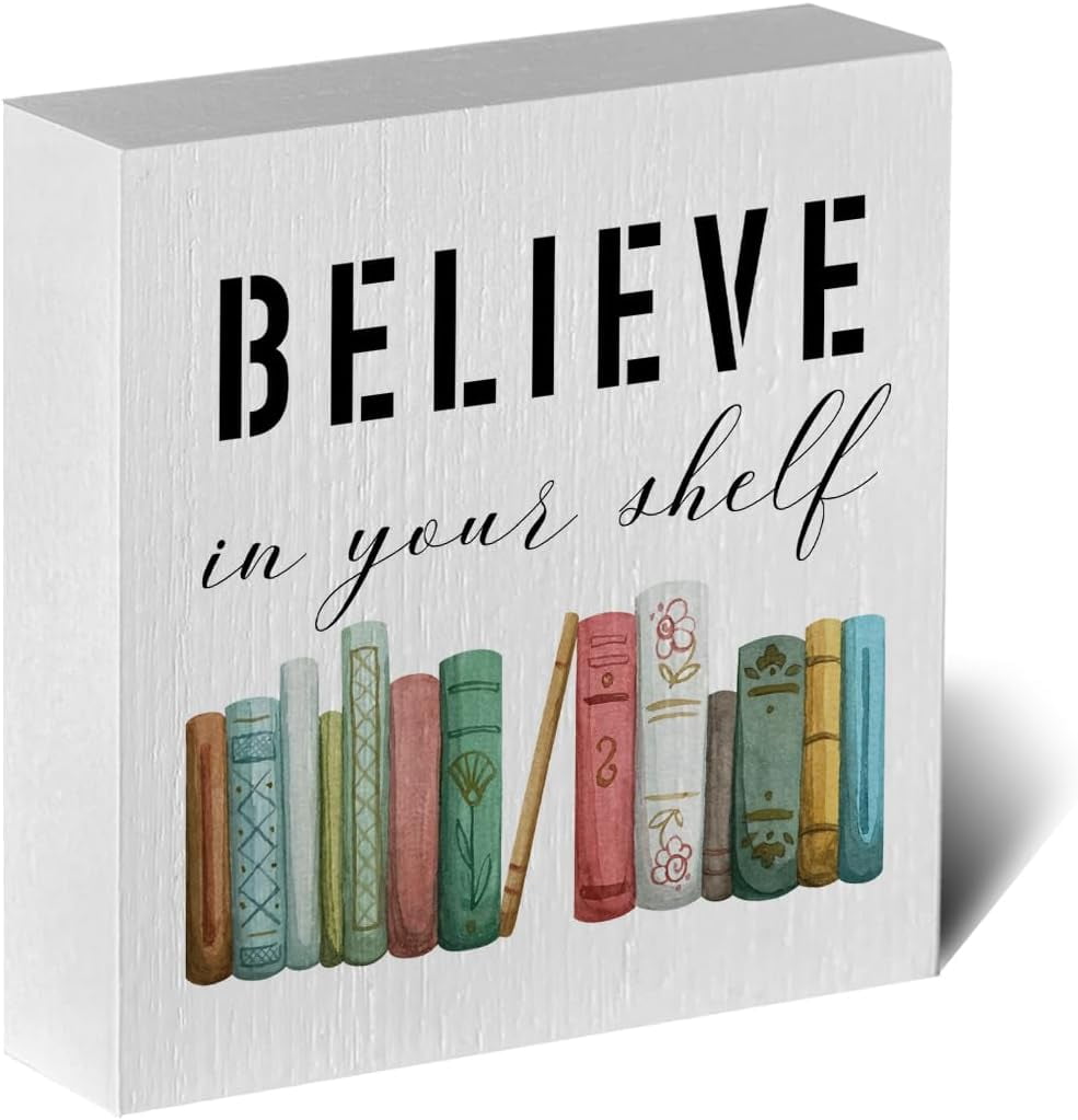 Book Shelf Decor Book for Reading Lovers Library Decor Farmhouse Wood ...