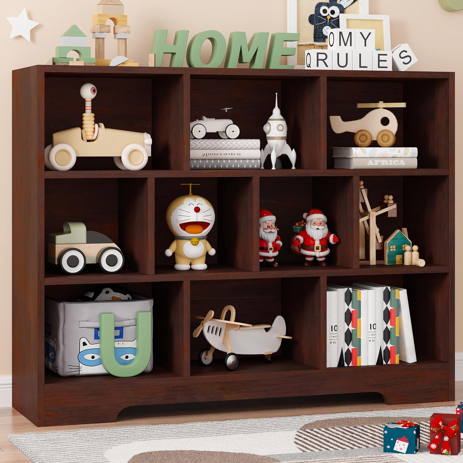 Book Shelf for Kids, 10 Cubes Storage Organizer Montessori Bookshelf, 3 ...