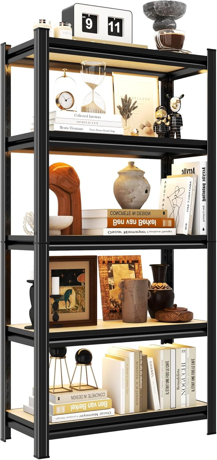 Book Shelf, Metal Wide Bookshelves, Heavy Duty Bookcase, Adjustable ...