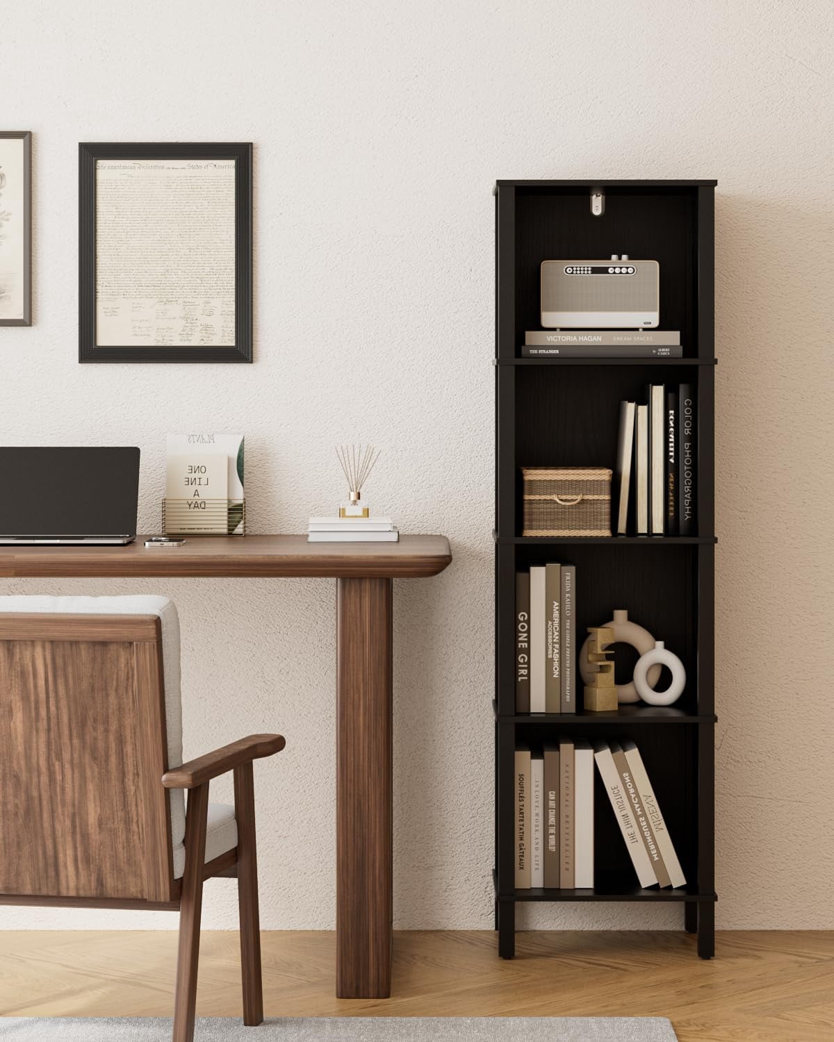Book Shelf, Modern 4-Tier Bookcase, Open Storage Bookshelf, 11 × 14.2 × ...