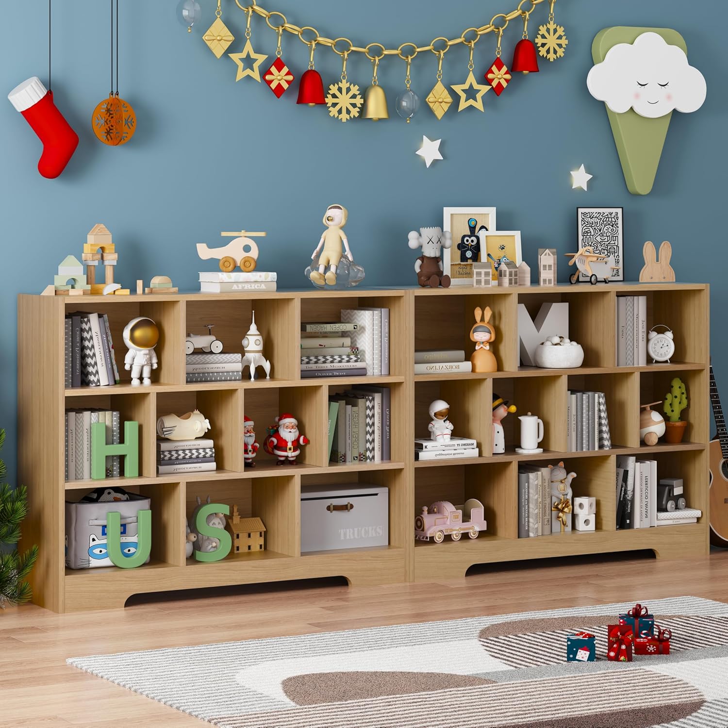 Book Shelf Set of 2, 10 Cubes Storage Organizer, 3-Tier Open Bookshelf ...